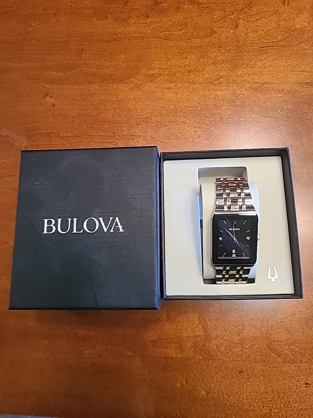 Bulova Quadra Two-Tone Stainless Steel Case with Diam… - Gem