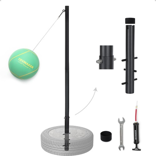 Tetherball Set, Tetherball Ball and Rope and Pole 10.43’ Height Heavy ...