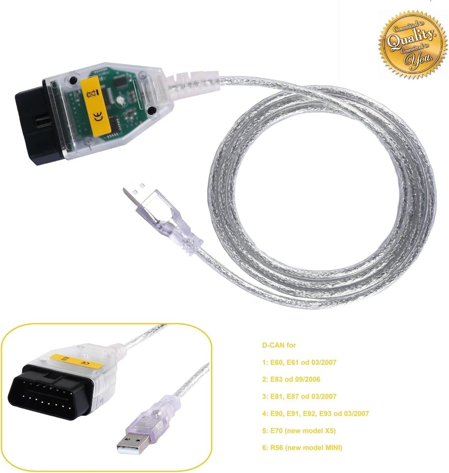 K+DCAN D-CAN KCAN KDCAN Ediabas Cable OBD OBDII and DCAN Switch OBD2 ...