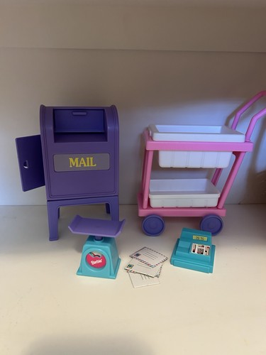 Barbie So Much To Do Post Office, Purple Mailbox, cart, scale, cash ...