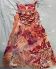 Amanda Lane Floral Dress Size 6 Orange Purple Multicolor Ruffle Front ...