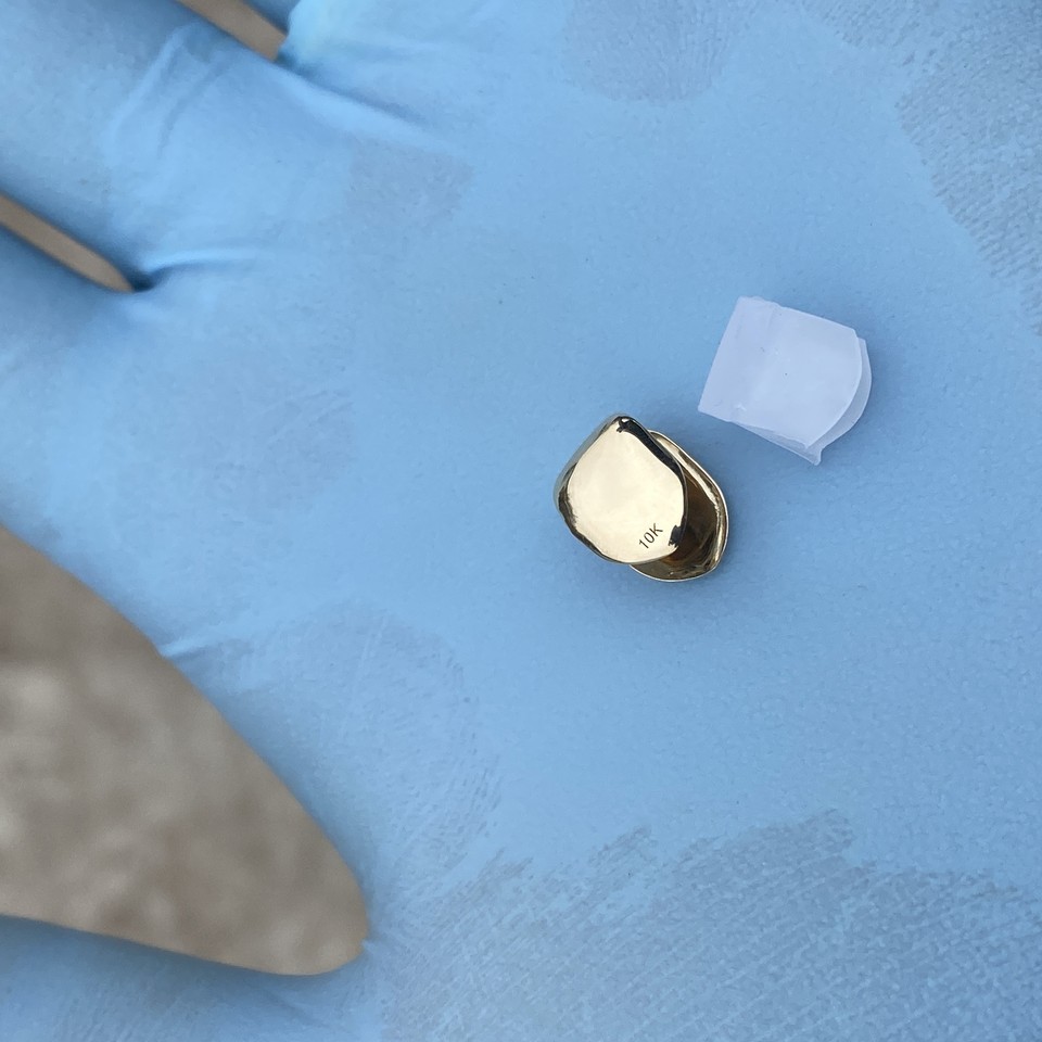 Real Solid 10K Gold Tooth One Single Cap Pre Made Slug K9 Canine Teeth ...