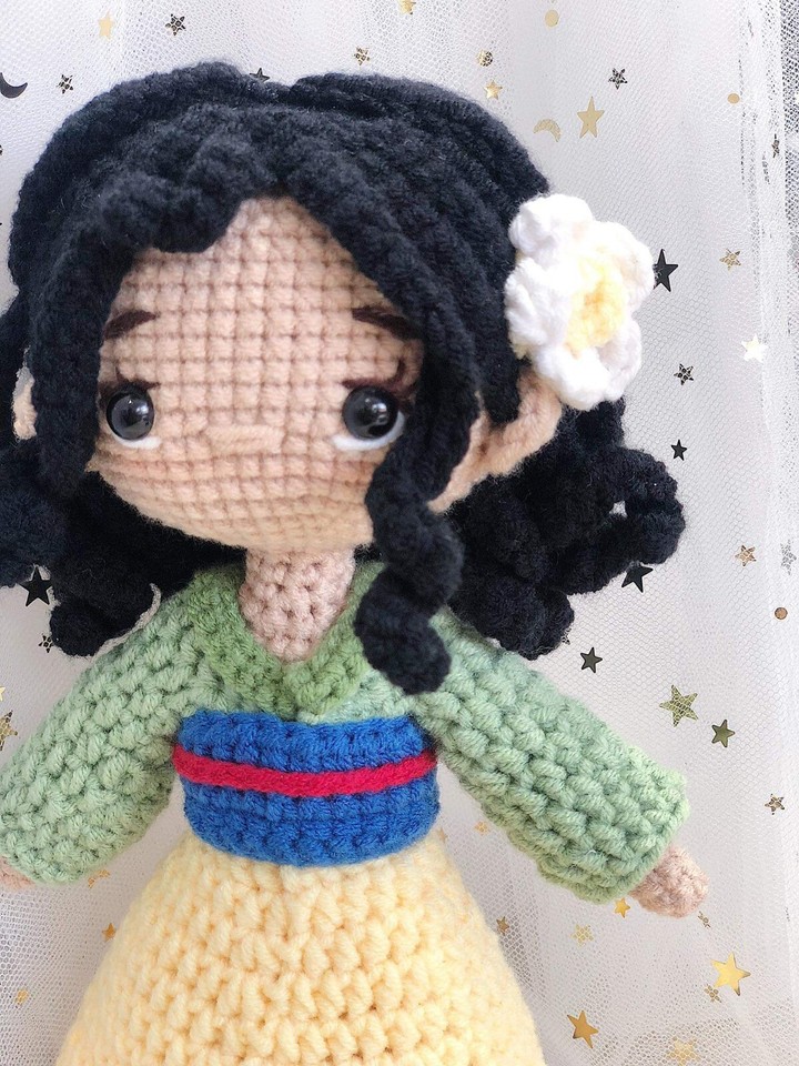 Mulan amigurumi doll/ Finished Mulan crochet doll/ 10 inch handmade ...