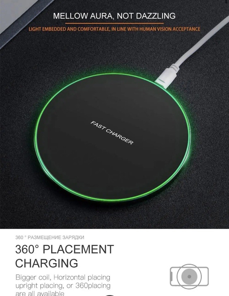 2 Pack Phone Charger Wireless LED Charger Fast Charging Pad Frosted ...