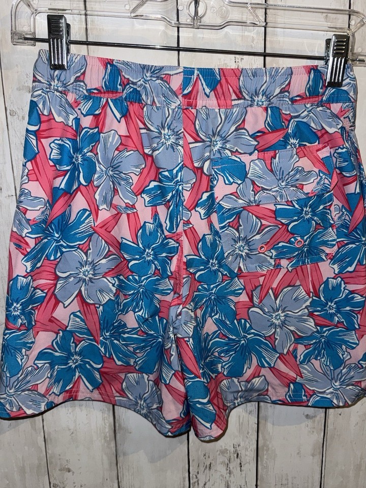 Vineyard Vines Boys Small(8-10) Floral Printed Blue Chappy Swim Trunks ...