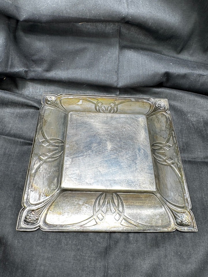 Jugendstil butter dish Silver plate etched glass Rare WMF art-nouveau ...