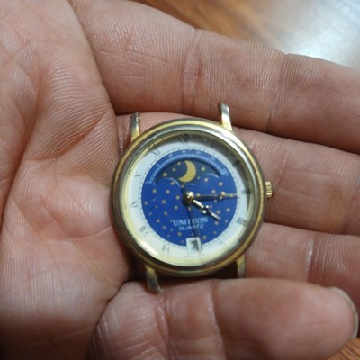 Vtg Unitron Moon Phase Watch Women 31mm Gold Tone | eBay