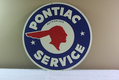 Nostalgic reproduction of vintage ad PONTIAC AUTHORIZED SERVICE Round ...