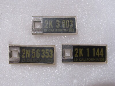 (3) 1952 DAV Tag California CA License Plate Key Chain Fobs Disabled ...
