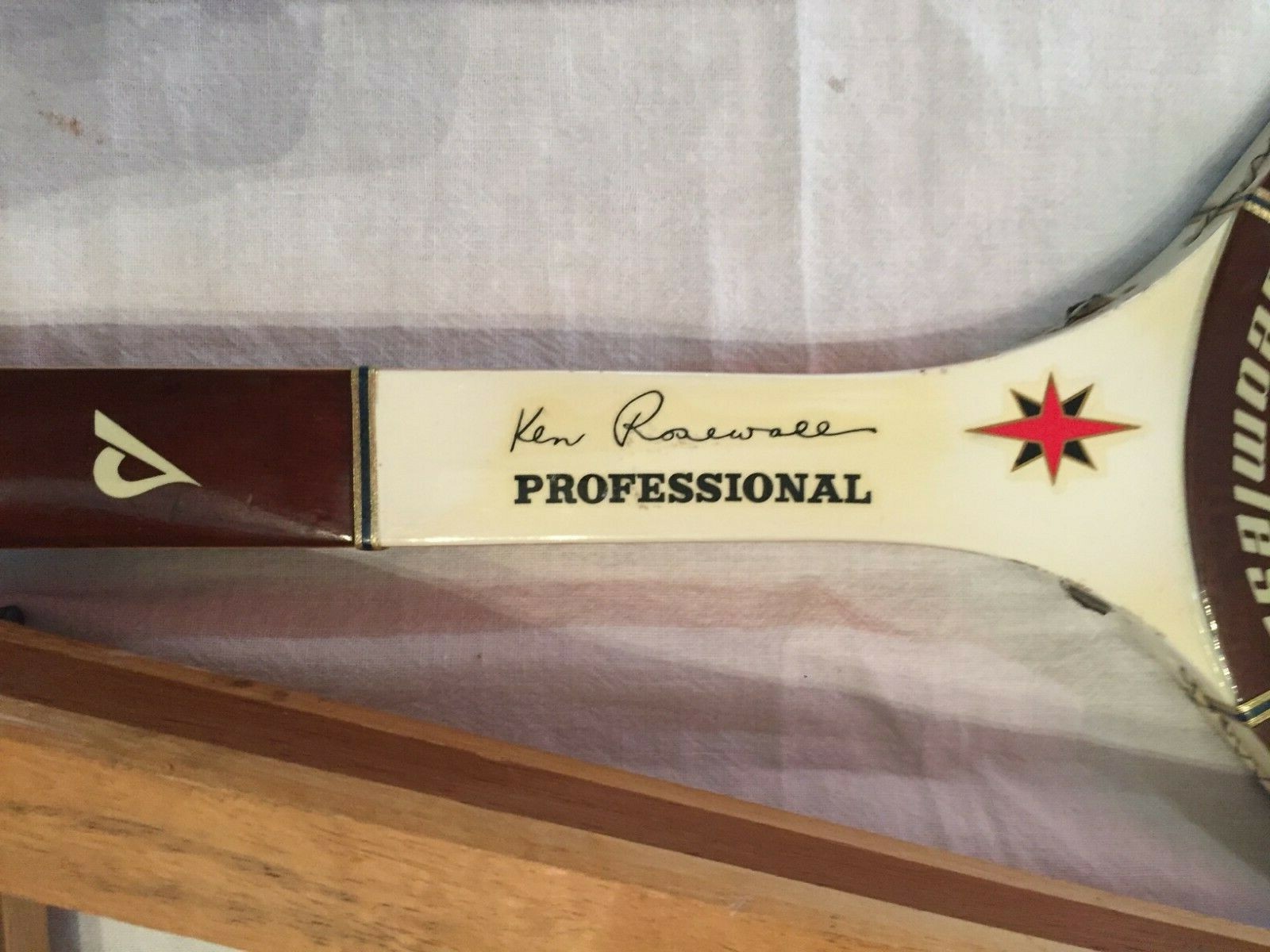 KEN ROSEWALL Tennis ~ Vintage Seamless Wooden Racquet With Wooden Press ...