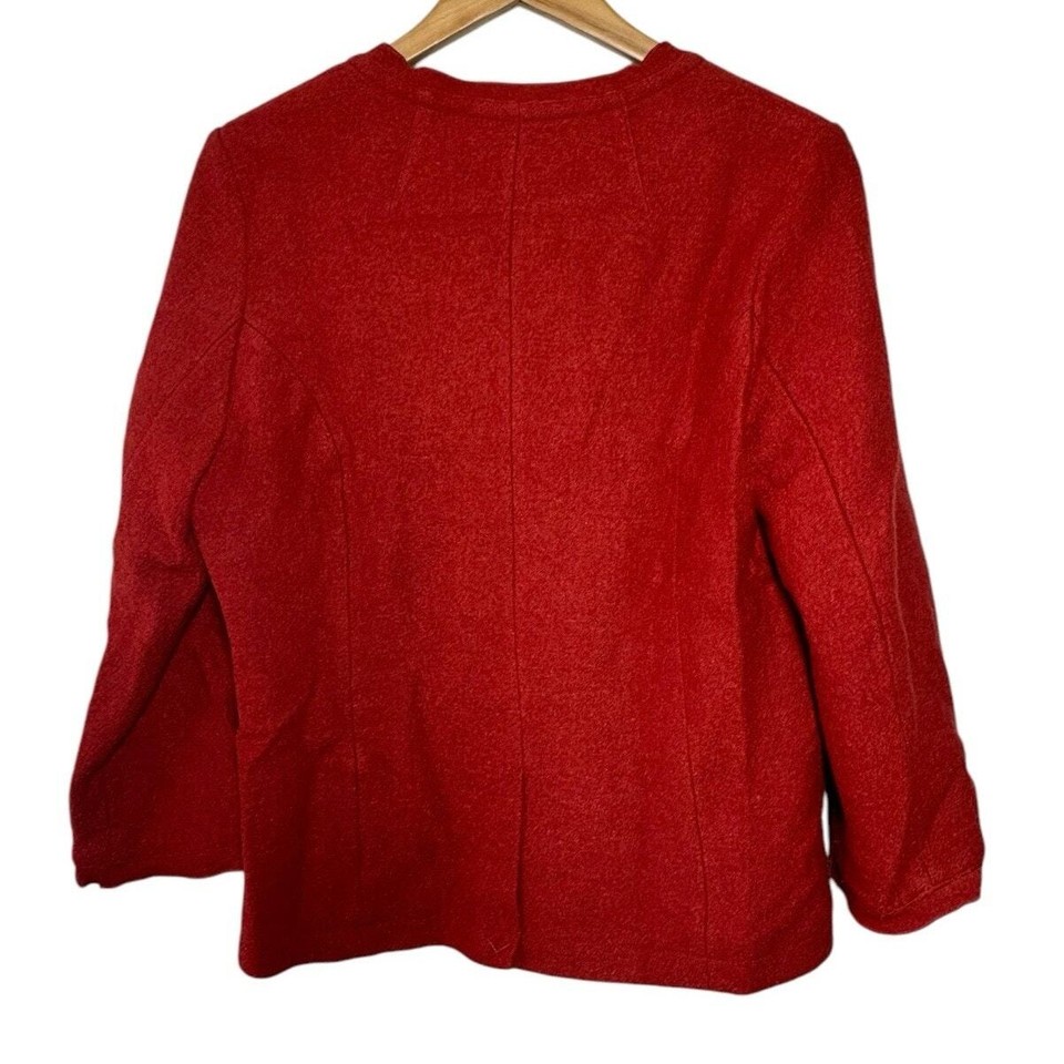 Vintage Ambition Jacket Women M Red Wool Blend Floral Snap Closure ...
