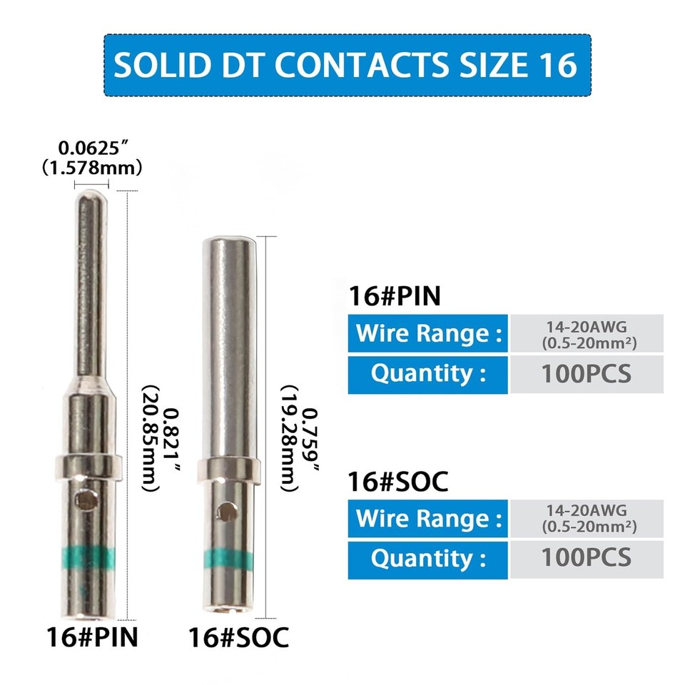 Deutsch Solid Contact Kit Barrel Style Contacts Male Female Terminals ...