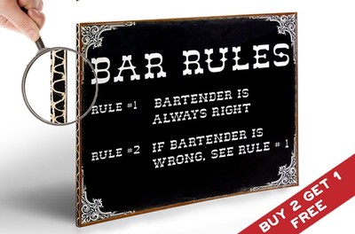 BAR RULES RETRO POSTER * A4 * HILARIOUS VINTAGE WALL ART Bar Pub Spoof ...