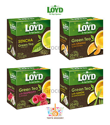 LOYD Sencha Green Tea with Orange, Lemon or Raspberry 20x Silk Pyramid ...
