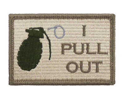 I Pull Out Grenade Subdued Tactical Hook & Loop Embroidered Morale Tags ...