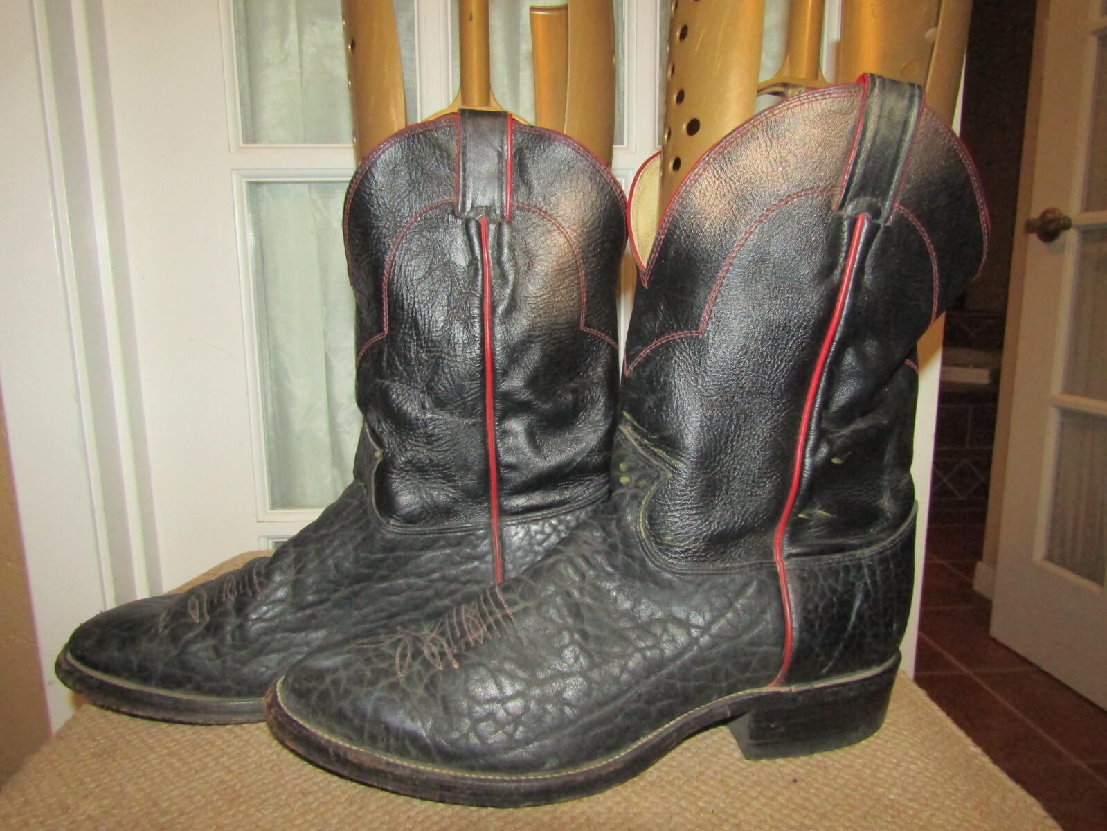 Justin 3285 Black Bullhide Leather Cowboy Western Boots Men's Size 12 D ...