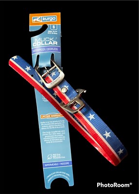 KURGO Waterproof Odorless Dog Muck Collar Sz SMALL 10-14”Stars Stripes ...