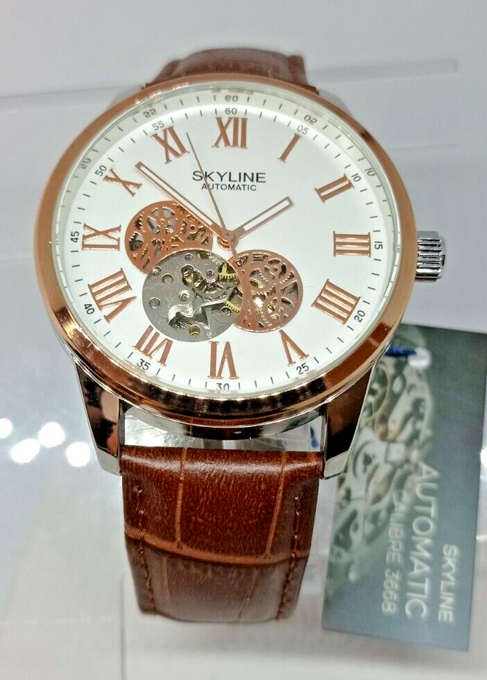 Men's Automatic Skyline Watch, Sapphire Glass, Elegant, Rose Gold ...