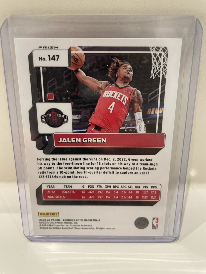 2022-23 Donruss Optic Choice Red #147 Jalen Green 62 /88 Rockets Color ...