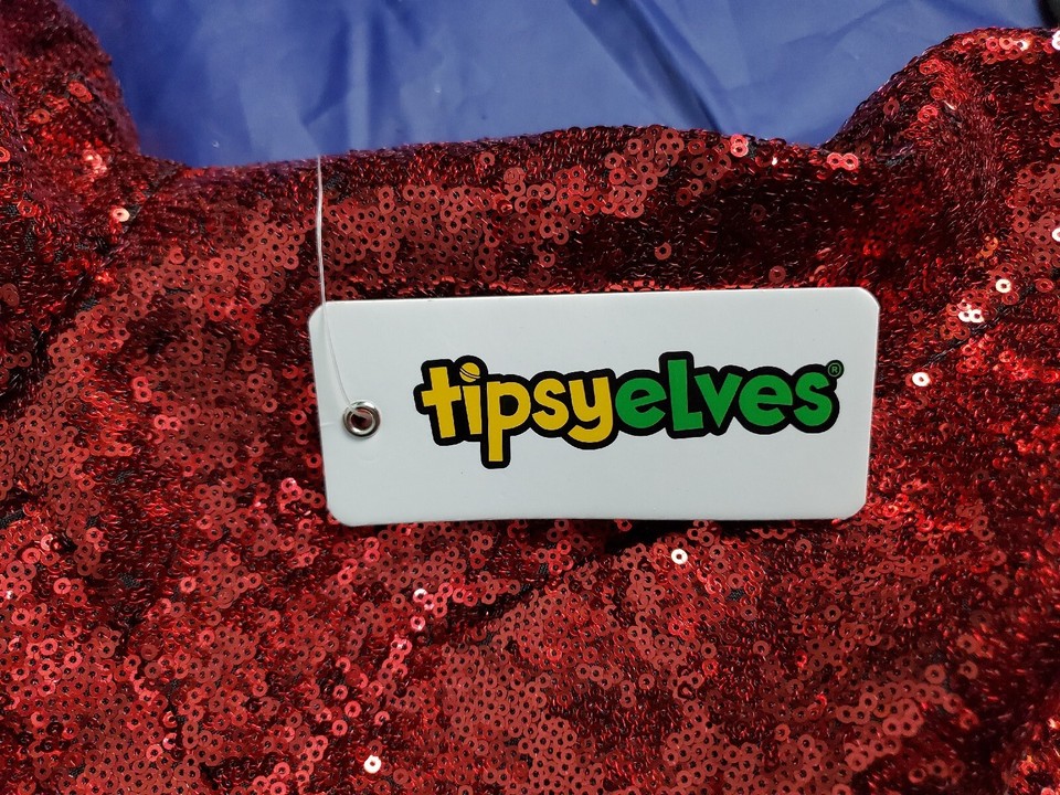 Tipsy Elves Men's Size Medium M Red Sequins Blazer 2 Button Suit Jacket ...
