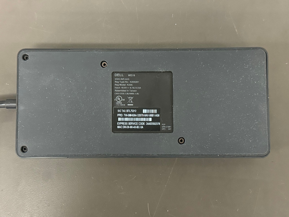 Dell WD19 K20A Docking Station with 180W AC Power Adapter + Cables ...