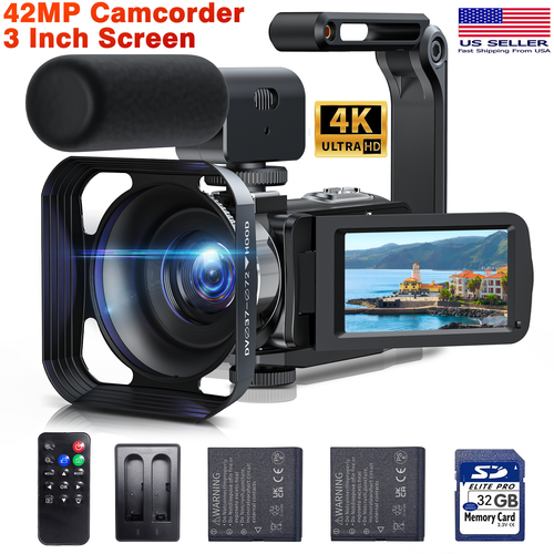 UHD 4K Video Camera & 42MP Photo 18X Digital Zoom Camcorder DV W/Lens ...