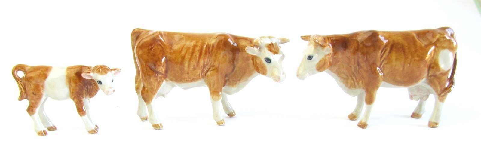 Miniature Ceramic Hand Painted Brown & White Cow Figurine -Set/3 Cows ...