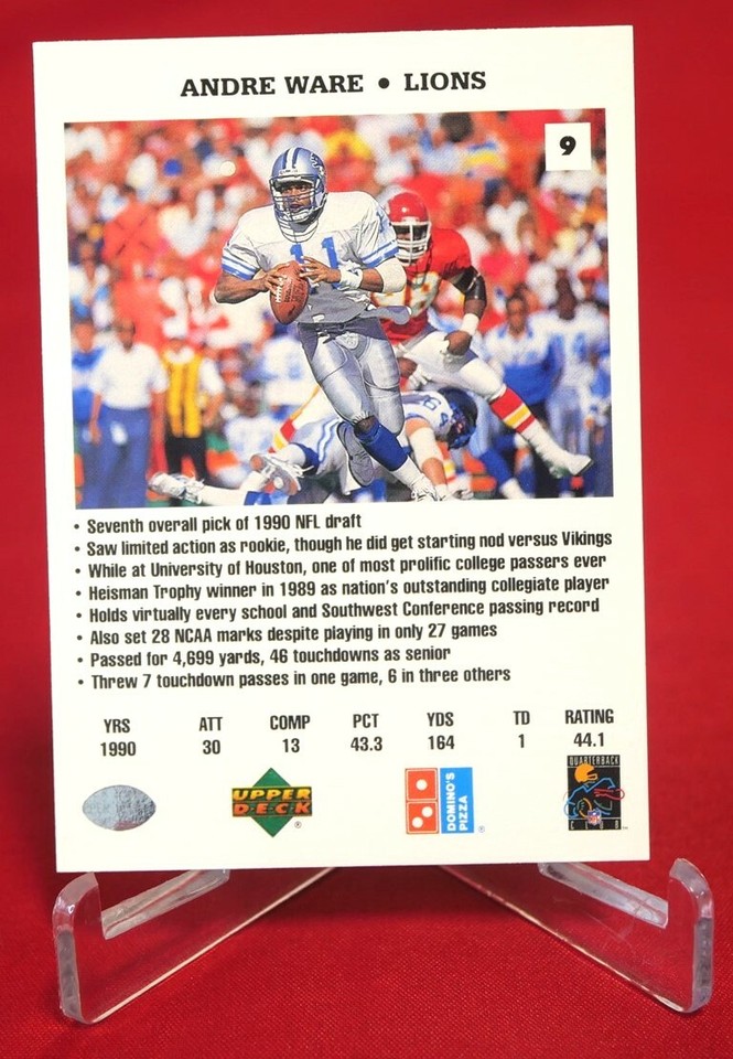 Andre Ware Domino's Pizza Football Card NFL 1991 Upper Deck #9 Mint | eBay