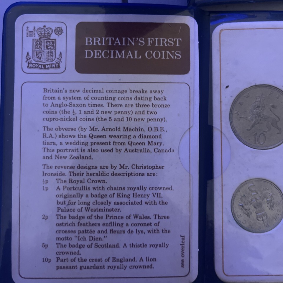 Decimal Day Commemorative Coin Set, Britains First Decimal Coins ...