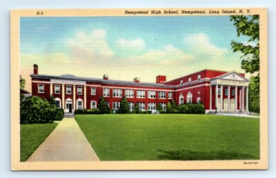 Postcard NY Long Island Hempstead High School Linen View Vtg L2 | eBay