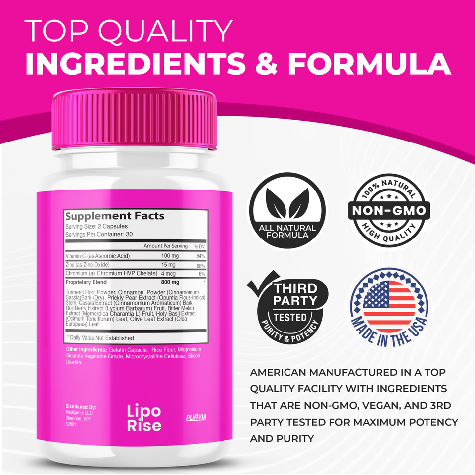 (3 Pack) Lipo Rise Capsules LipoRise Weight Loss Pills Healthy ...