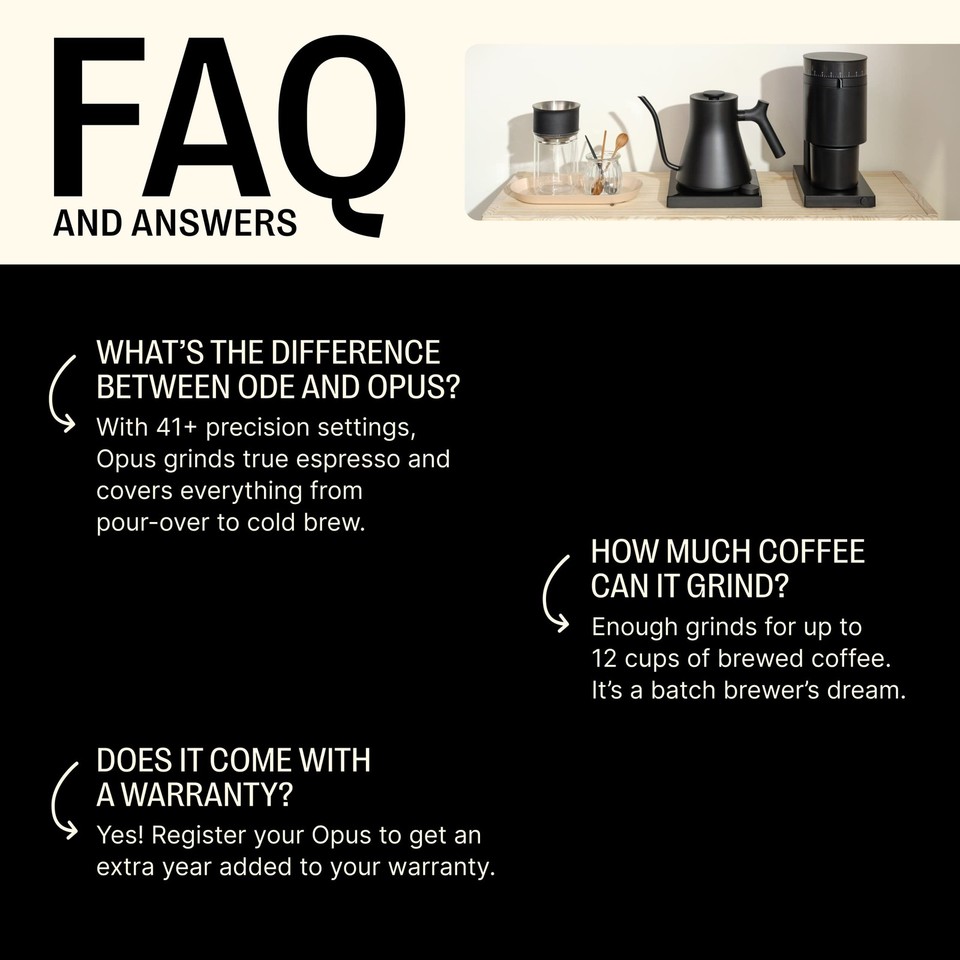 Fellow Opus Conical Burr Coffee Grinder 110 g Load Bin Capacity, Matte ...