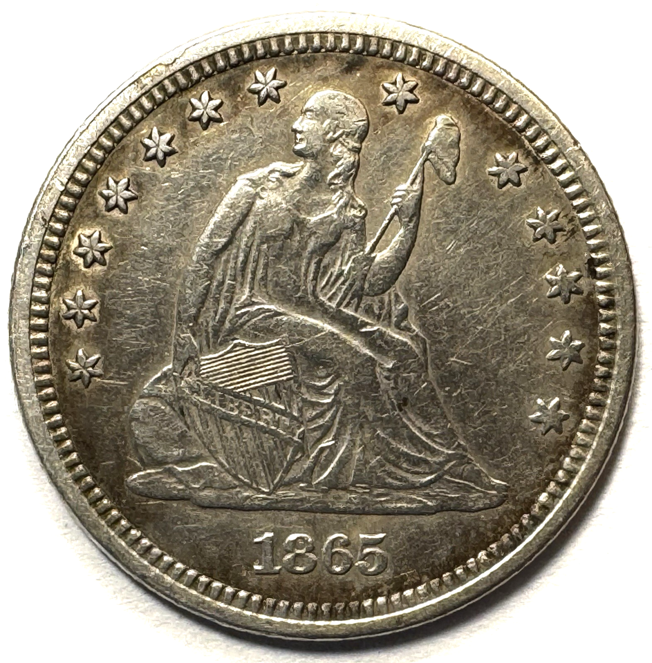 1865 25c Seated liberty Quarter. Tough Civil War Issue xf/au | eBay