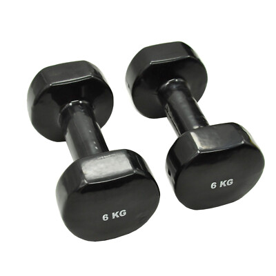 6kg x 2 Vinyl PVC Dumbbell Hand Weight - PVC Rubber Coated - Total 12kg ...