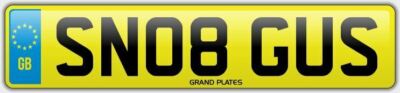 GUS SNOB NUMBER PLATE SN08 GUS CHERISHED CAR REG GUSTAV GUSTO GUSS GUS ...
