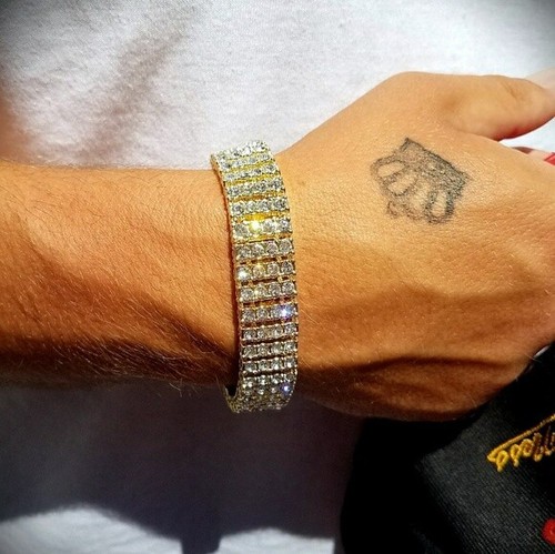 MEN'S HIP HOP GOLD PLATED QUAVO 4 ROW CUBIC ZIRCONIA TENNIS FULL ICED ...