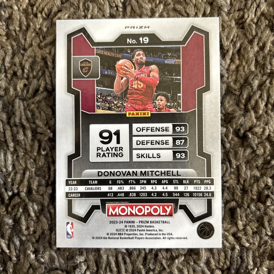 2023-24 NBA Monopoly Prizm - Donovan Mitchell - Purple Wave Parallel ...