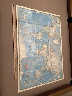Vintage 1979 2-Sided National Geographic Wall Map, Political & Physical ...