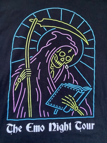 EMO Night Size Medium Neon Grim Reaper Music Rock Band Black T Shirt | eBay