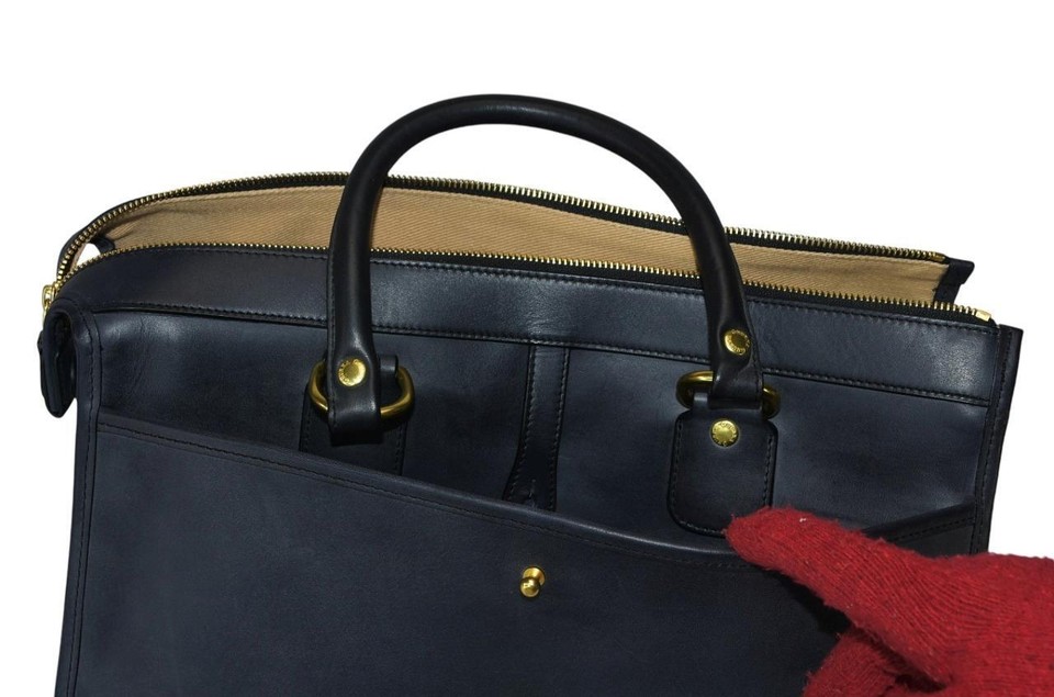 NWT $1795 Ghurka Italian-Made No. 66 ROVER Bag Dark Blue Leather Doctor ...