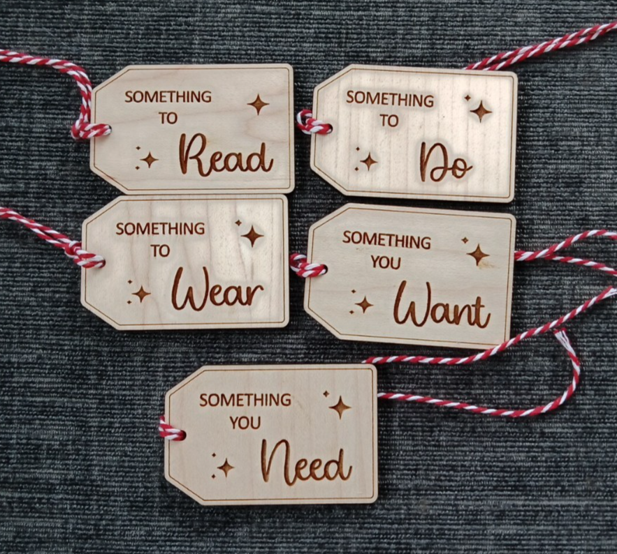 Something You Want Need Wear Read Do Christmas Gift Tag Set | Wooden ...