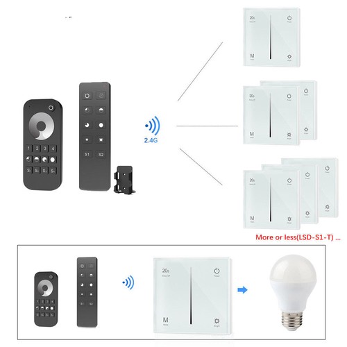 110V-220V Wireless LED Dimmer Controller+1/4-zone RF Remote Control for ...