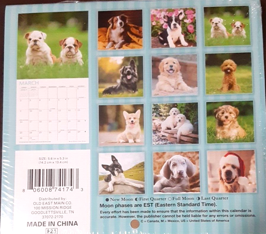 Dog Gone Happy Hangable Calendar Large Page 2026 Puppies Hangable Wall ...