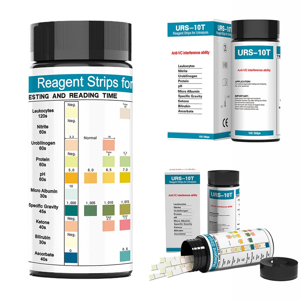 100 Strips Urinalysis Dip-Stick 10 Parameters Protein Test Strips PH ...
