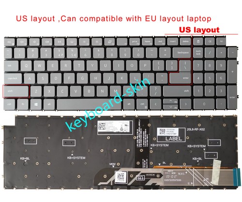 gray Backlit Keyboard For Dell Latitude 3520 Vostro3510 3520 5510 5515 ...