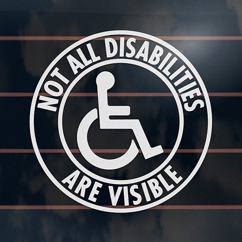 NOT ALL DISABILITIES ARE VISIBLE Sticker 105mm wheelchair access ...