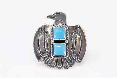 Navajo Handmade Sterling Silver Turquoise Bird Ring | eBay