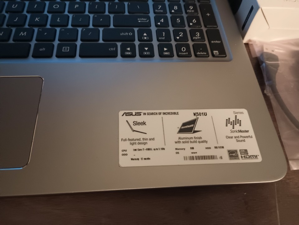 ASUS K501UW Gaming Laptop GeForce 960M I7-6500u New Battery&Mouse 512g ...