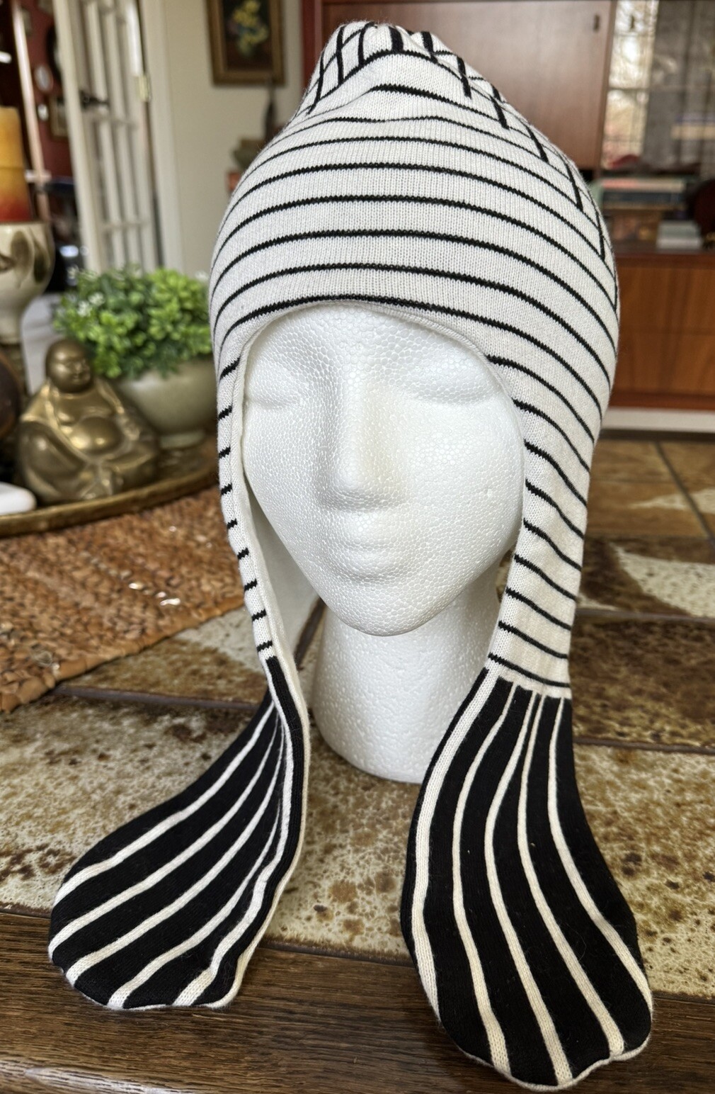 TINY COTTONS Youth Black White Stripe Long Ears Hat, Made In Spain | eBay