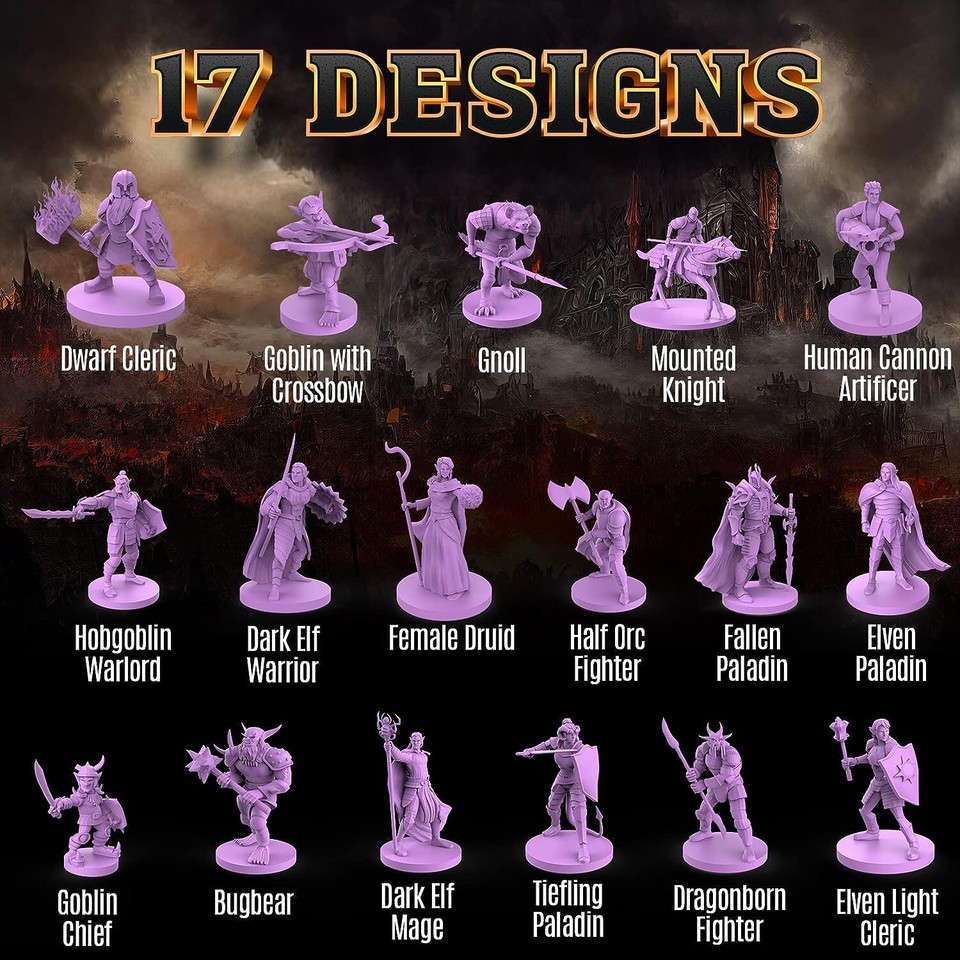 Role Playing Figures Minatures Dungeons & Dragons 102 PIECE SET 17 DIFF ...